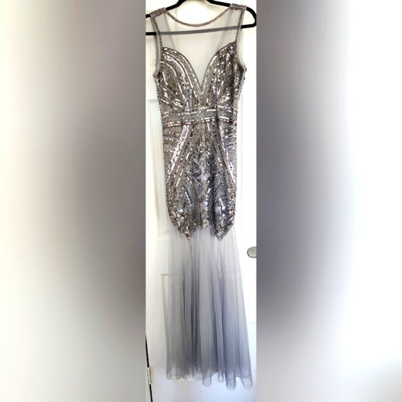 Bespoke | Dresses | Custom Made Silver Formal Gown M | Poshmark